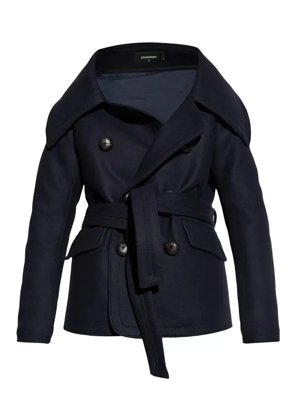 Dsquared2 Double-breasted Wool Coat - Navy Blue