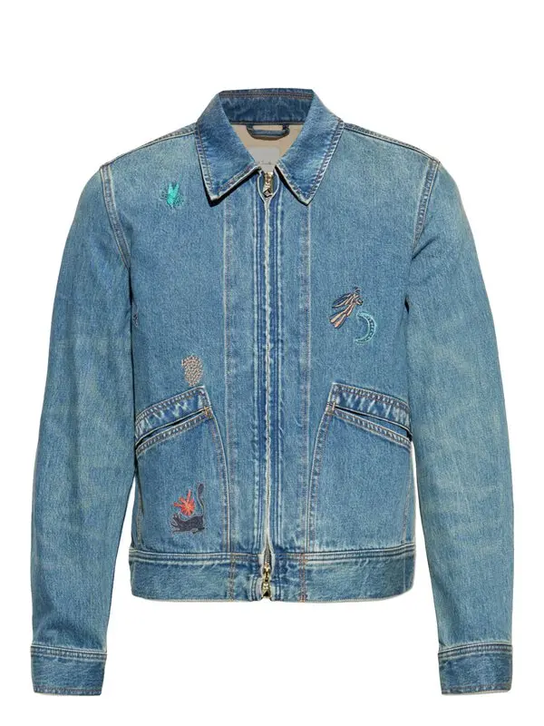 Paul Smith Embroidered Denim Jacket - Blue
