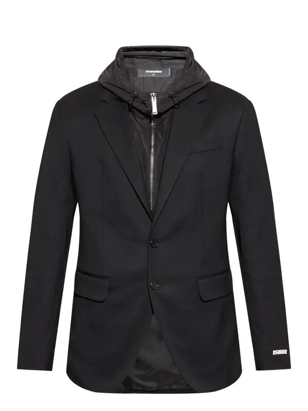 Dsquared2 Blazer With Integrated Hoodie - Black