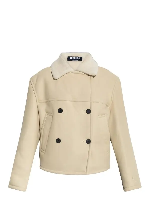 Jacquemus Double-breasted Shearling Coat - Cream