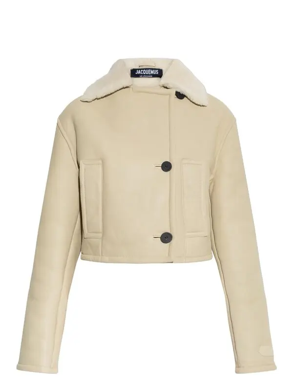 Jacquemus Double-breasted Shearling Coat - Cream