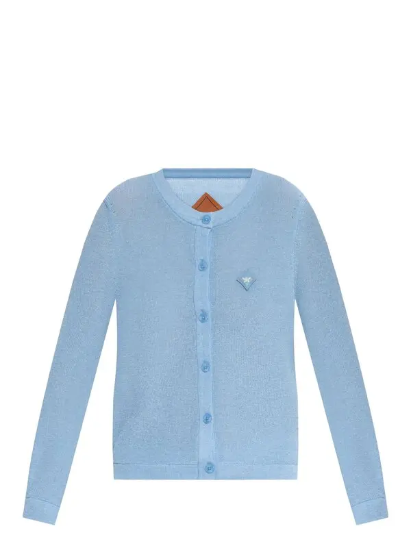 Mcm Logo Patch Cardigan - Light Blue