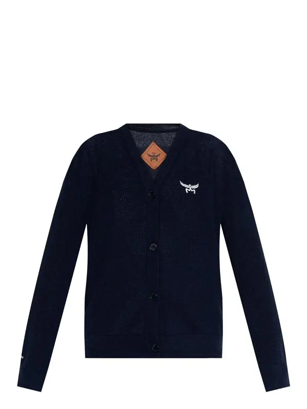Mcm Embroidered Logo Cardigan - Navy Blue