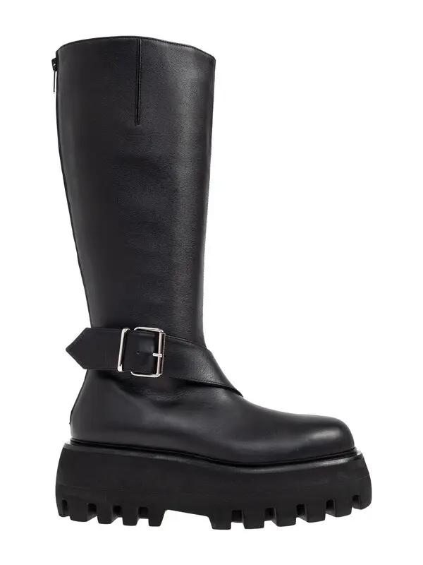 Alexander McQueen Leather Platform Boots - Black