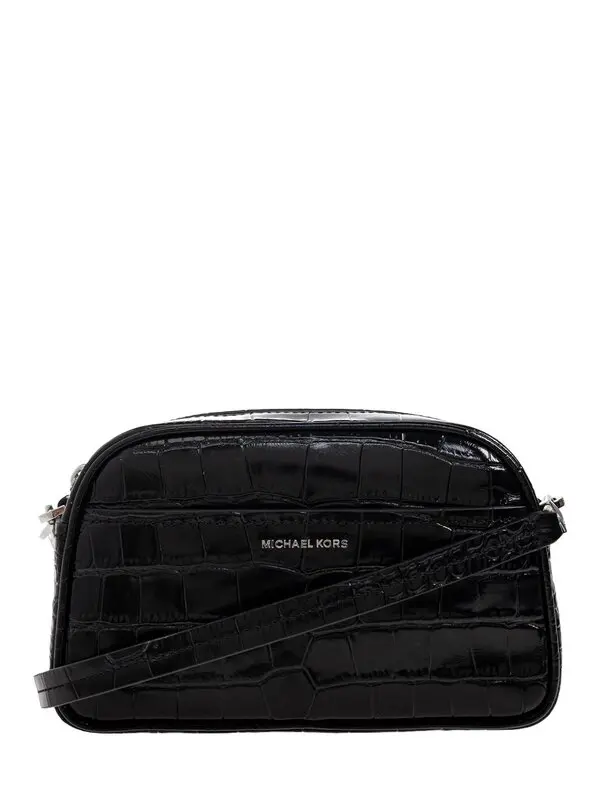 Michael Kors Jet Set Embossed Leather Shoulder Bag - Black