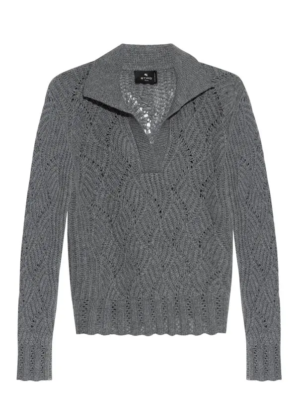 Etro Cashmere Sweater With Collar - Grey