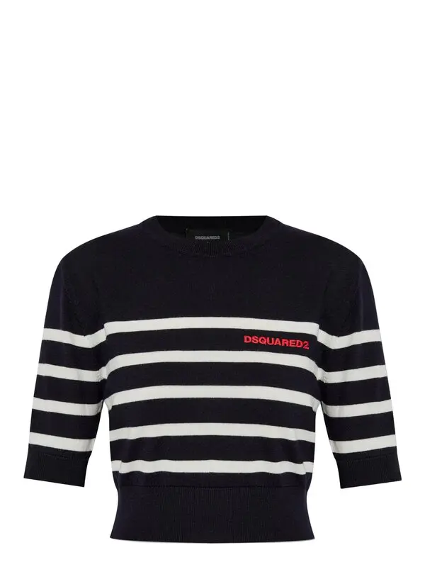 Dsquared2 Striped Wool Top - Navy Blue