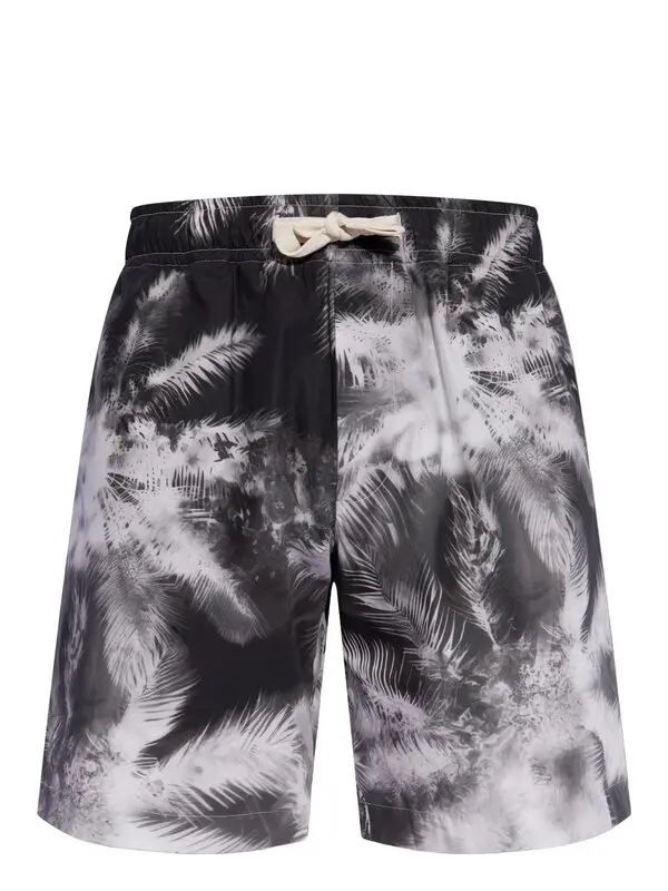 Palm Angels Cotton Shorts With Abstract Print - Grey