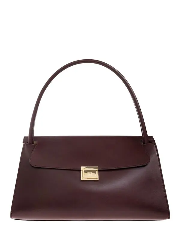Ami Leather Shoulder Bag - Burgundy