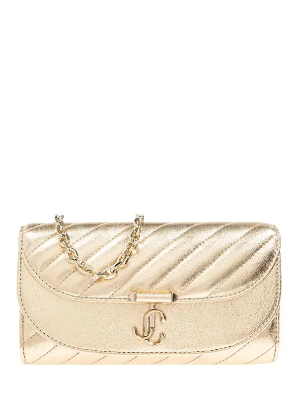 JIMMY CHOO Shoulder Bag With Quilted Leather And Metal Chain - Gold