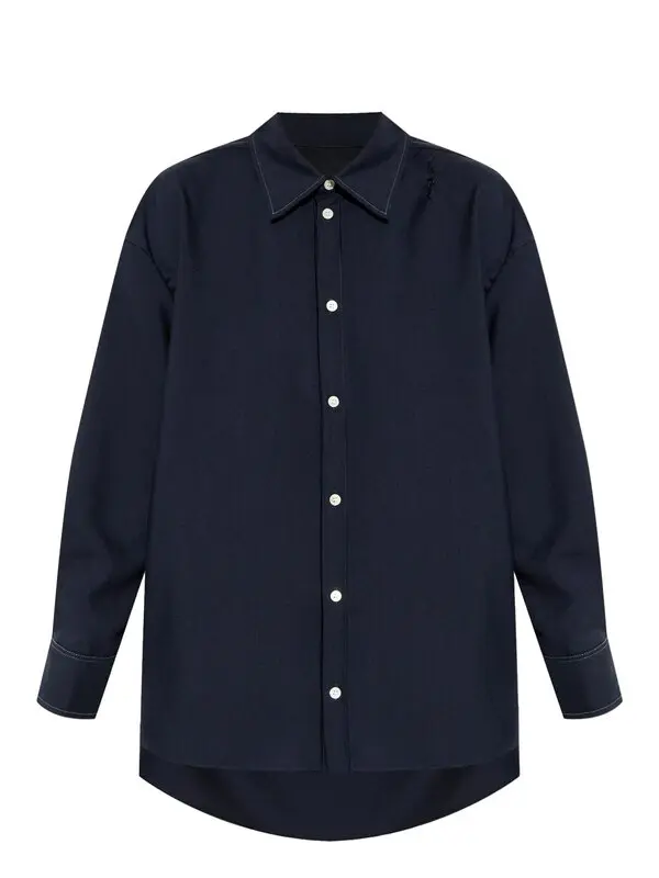 Marni Wool Oversized Shirt - Navy Blue