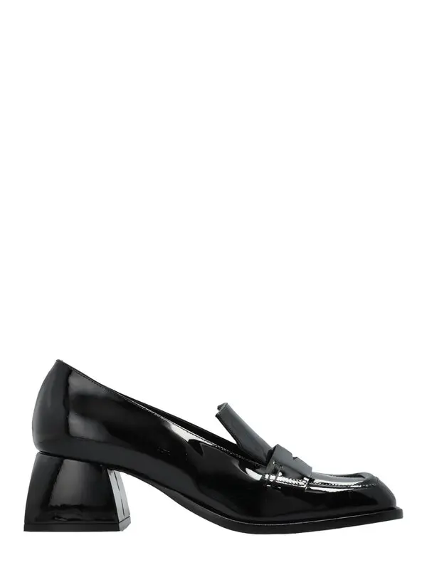 NODALETO Patent Leather Heeled Loafers - Black