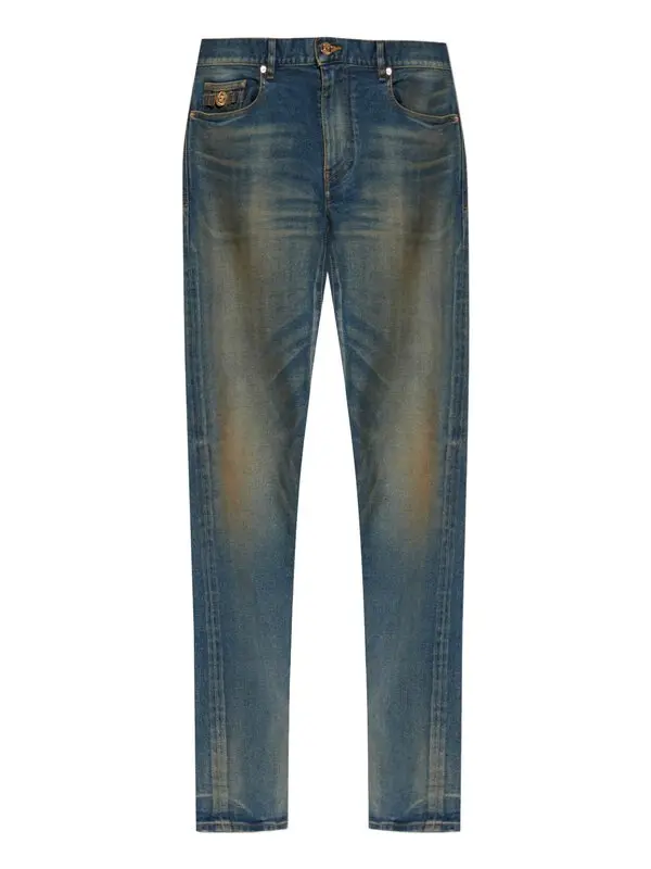 Versace Vintage-effect Carrot-fit Jeans - Blue