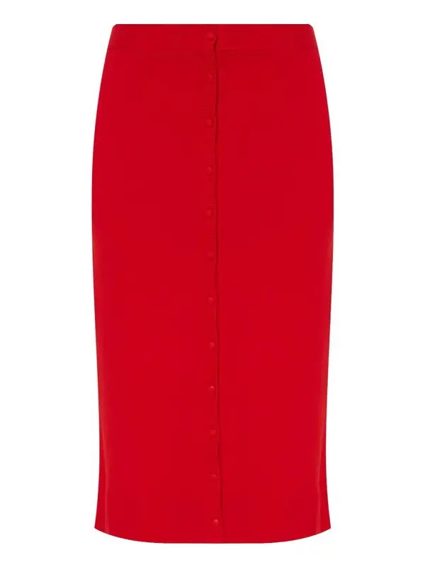 Victoria Beckham Wool Pencil Skirt - Red
