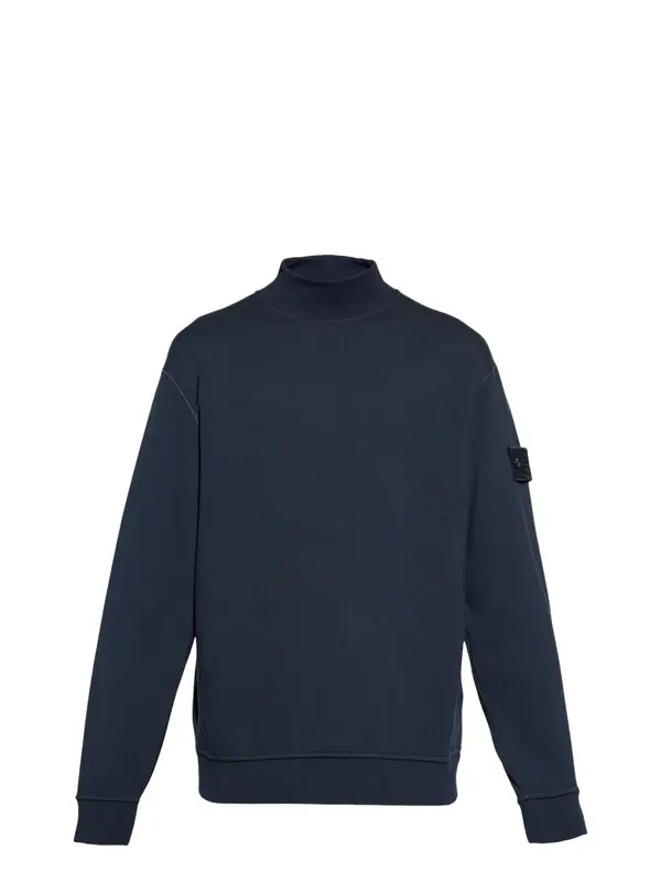 Stone Island Turtleneck Cotton Knit Sweatshirt - Navy Blue