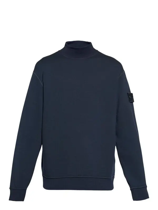 Stone Island Turtleneck Cotton Knit Sweatshirt - Navy Blue