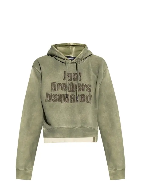 Dsquared2 Hooded Cotton Sweatshirt With Vintage Effect - Green