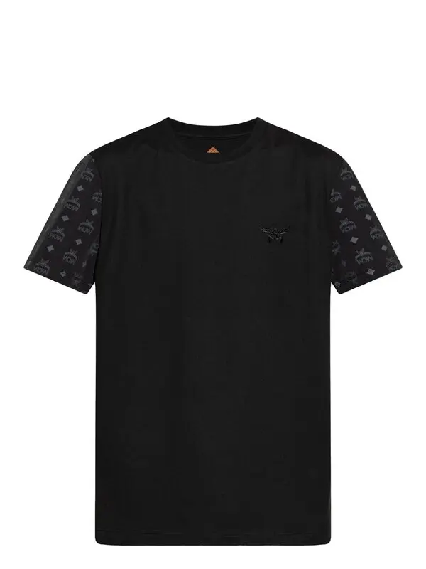 Mcm T-shirt Made Of Combined Fabrics - Black