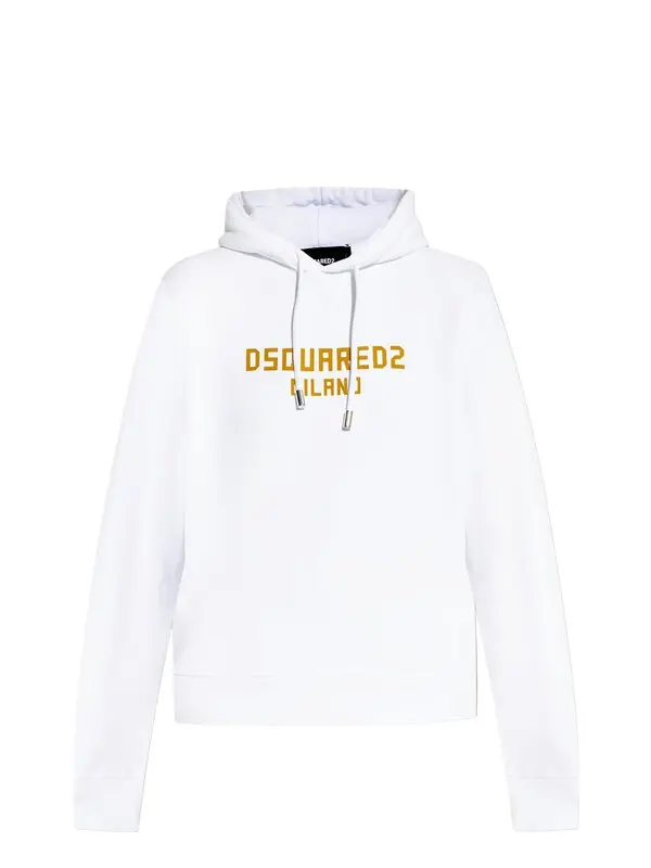 Dsquared2 Milano Gold Print Cotton Hoodie - White