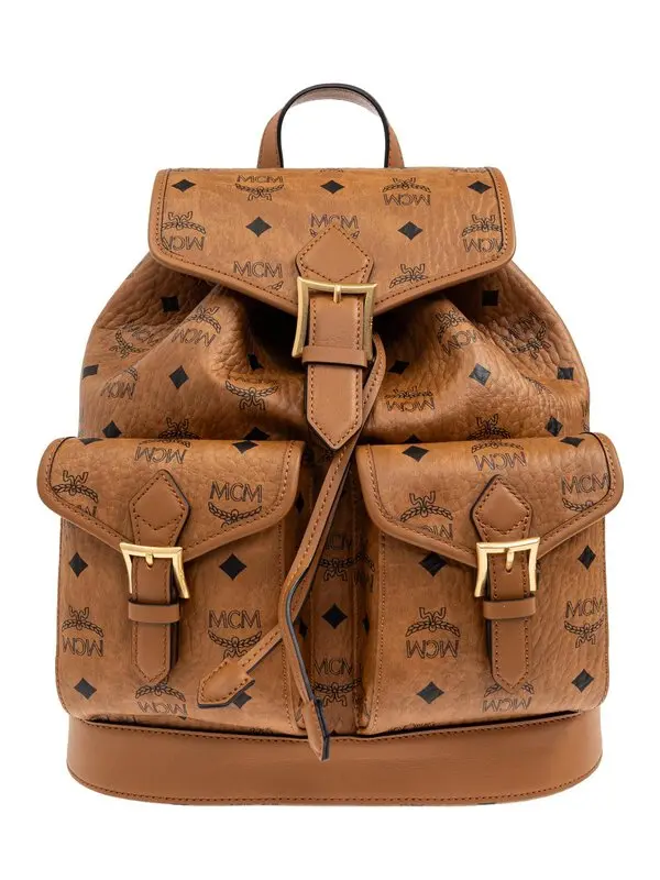 Mcm Aren Small Backpack - Brown