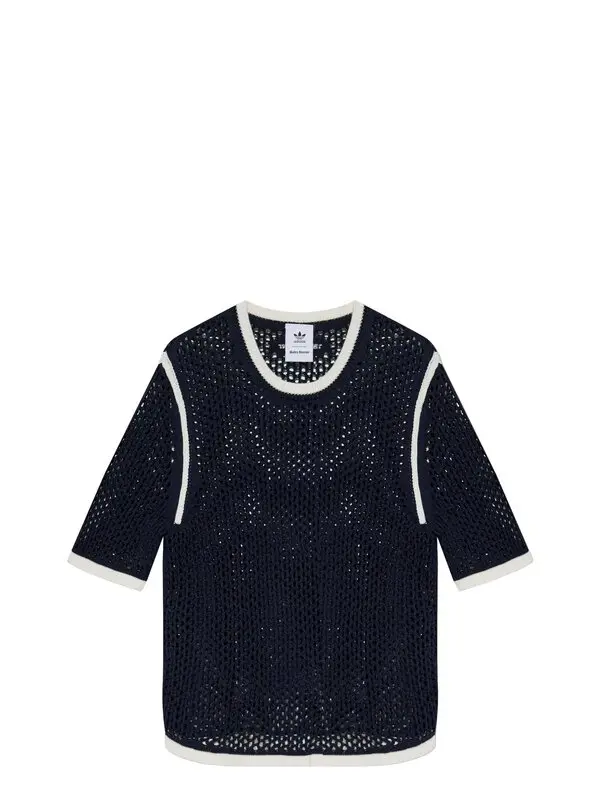 ADIDAS ORIGINALS Adidas X Wales Bonner Openwork Knit Top - Navy Blue
