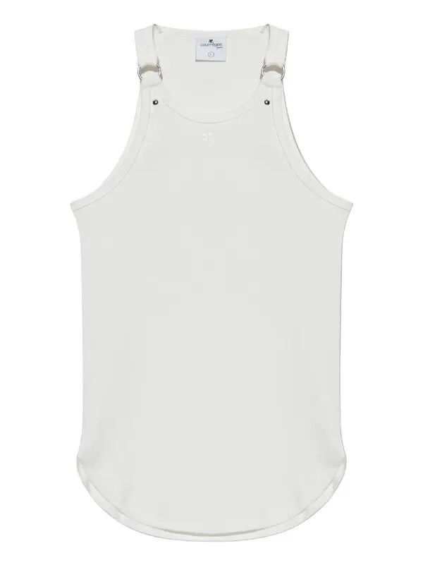 COURREGES Logo Ribbed Tank Top - White