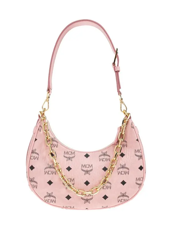 Mcm Aren Embossed Leather Baguette - Pink