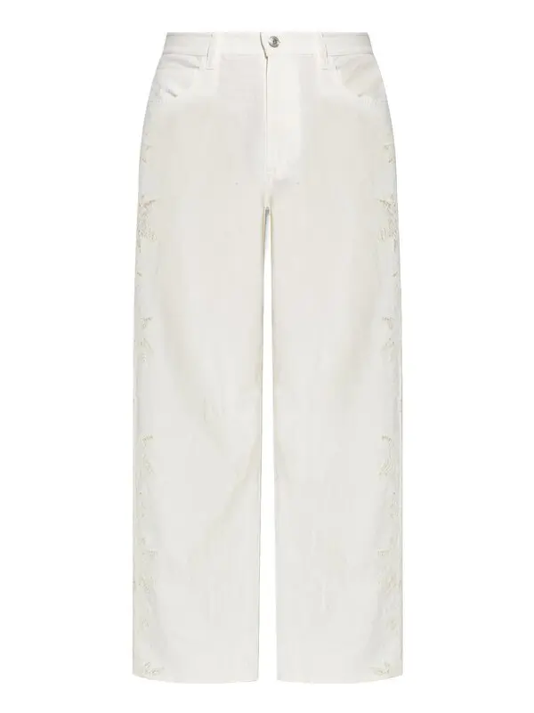 Zadig&Voltaire Elfy Wide Leg Trousers With Star Lace Inserts - White