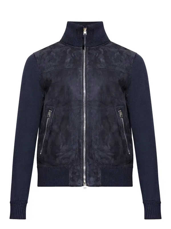 TOM FORD Suede Front Jacket - Navy Blue