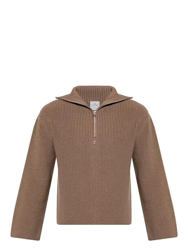 COURREGES Cable-knit Wool Sweater - Brown