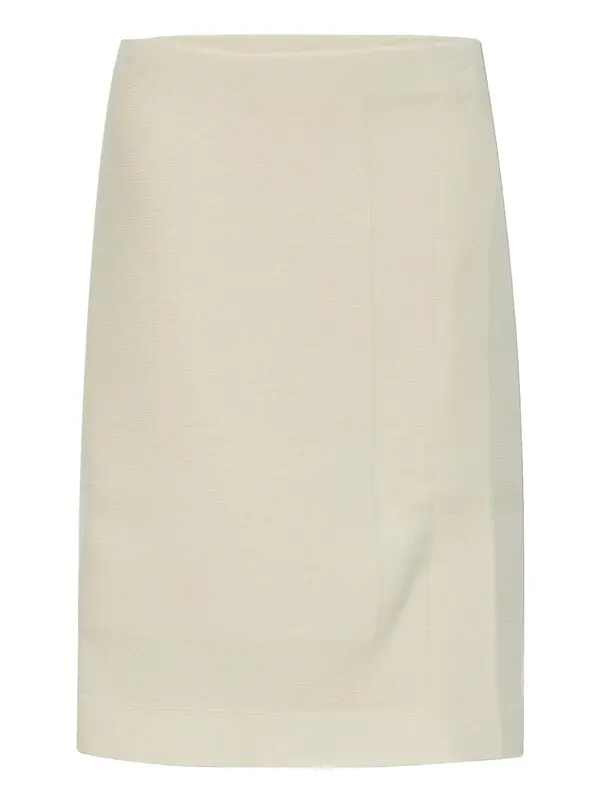 JIL SANDER Wool A-line Midi Skirt - Cream