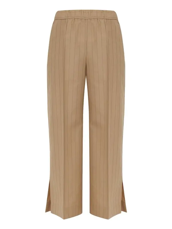JIL SANDER Wool Wide Leg Trousers - Beige