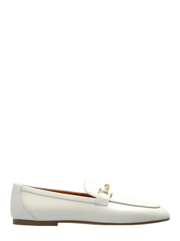 TOD’S Smooth Leather Loafers With Metal Ornament - Cream