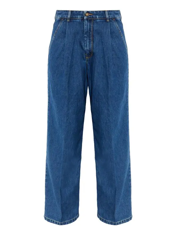 Maison Kitsuné Pleated Wide-leg Jeans - Blue