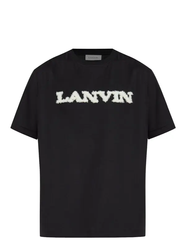LANVIN T-shirt With A Logo In A Special Texture - Black