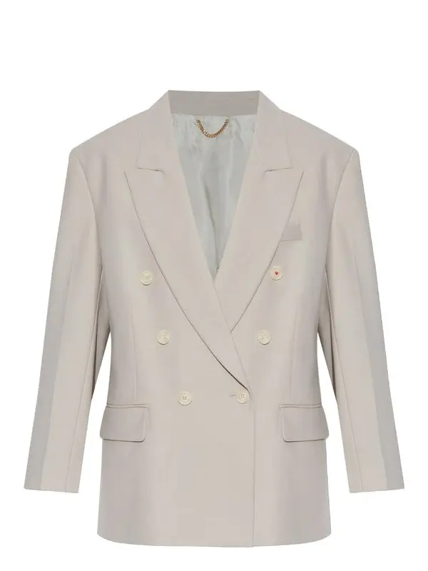 Victoria Beckham Wool-trimmed Blazer - Grey