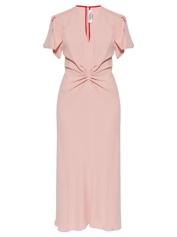 Victoria Beckham V-neck Midi Dress - Pink