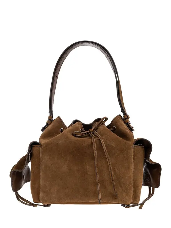 Acne Studios Suede Shoulder Bucket Bag - Brown