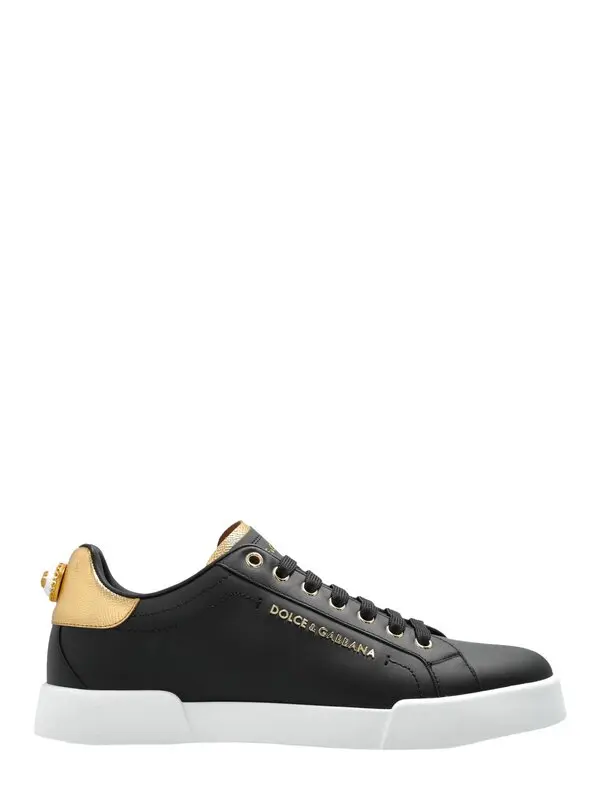 Dolce & Gabbana Portofino Leather Sneakers - Black