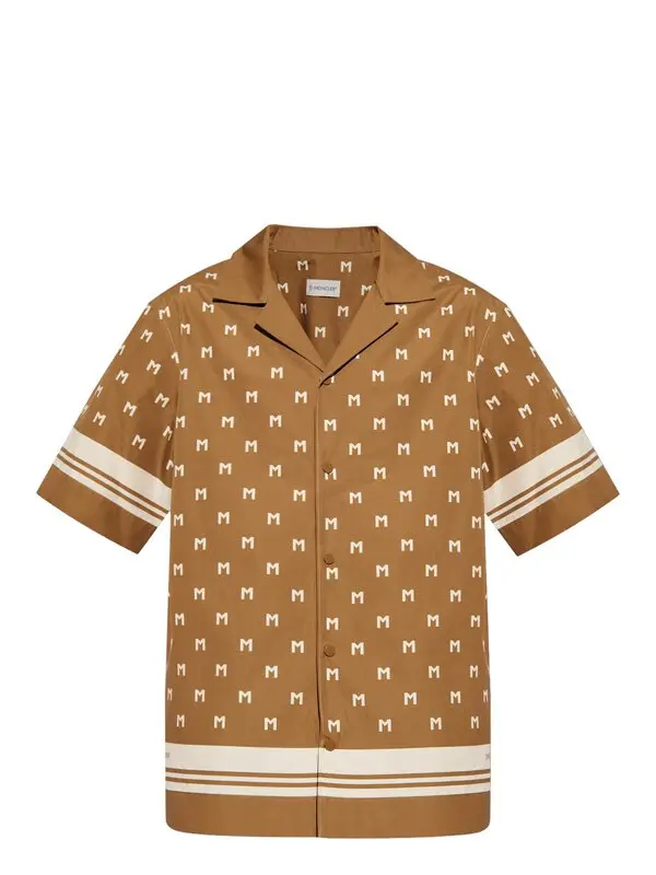 Moncler Cotton Shirt With Monogram - Brown