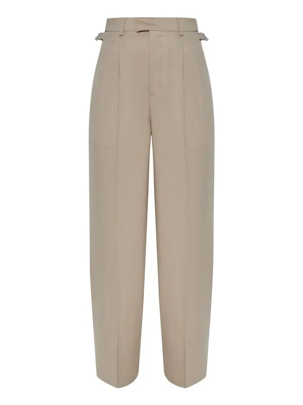 Ami Wool Trousers With Pleats - Beige