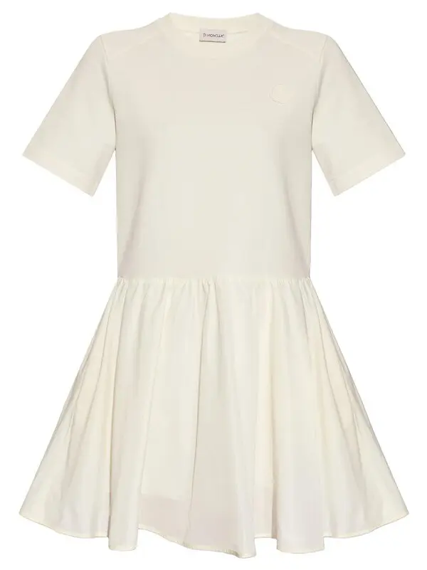 Moncler Short-sleeve Cotton-blend Dress - Cream