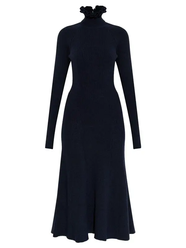 Alaïa Turtleneck Midi Dress - Navy Blue