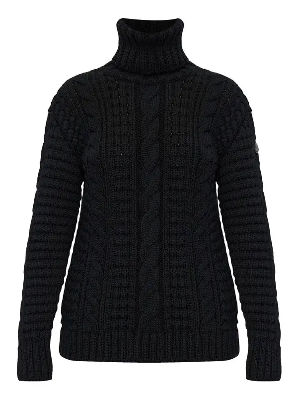 Moncler 4 Edward Enninful Cable Knit Turtleneck Sweater - Black