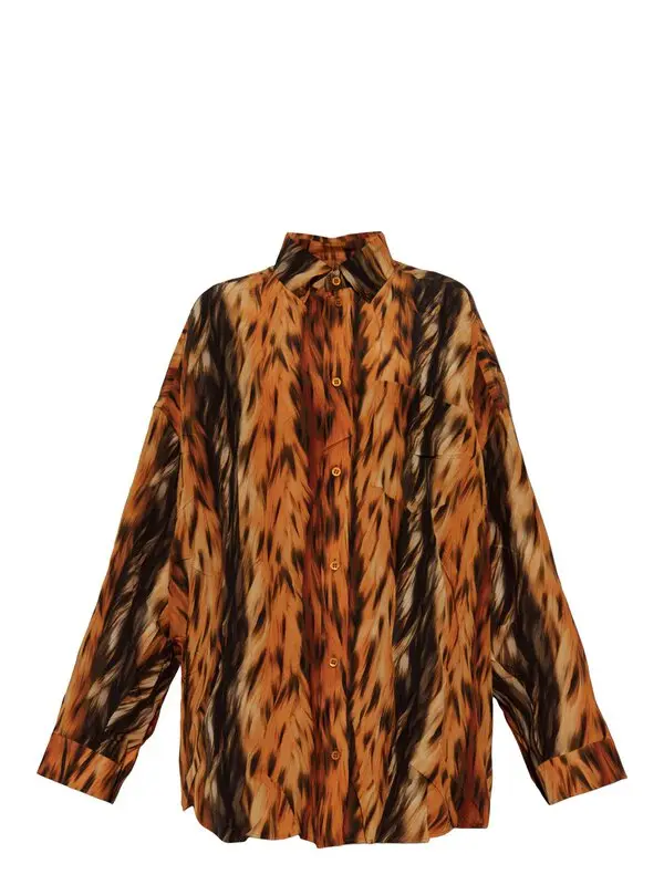 Balenciaga Tiger Print Silk Shirt - Orange