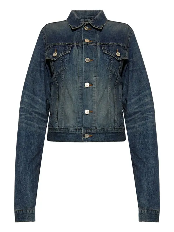 Balenciaga Vintage-effect Denim Jacket - Navy Blue
