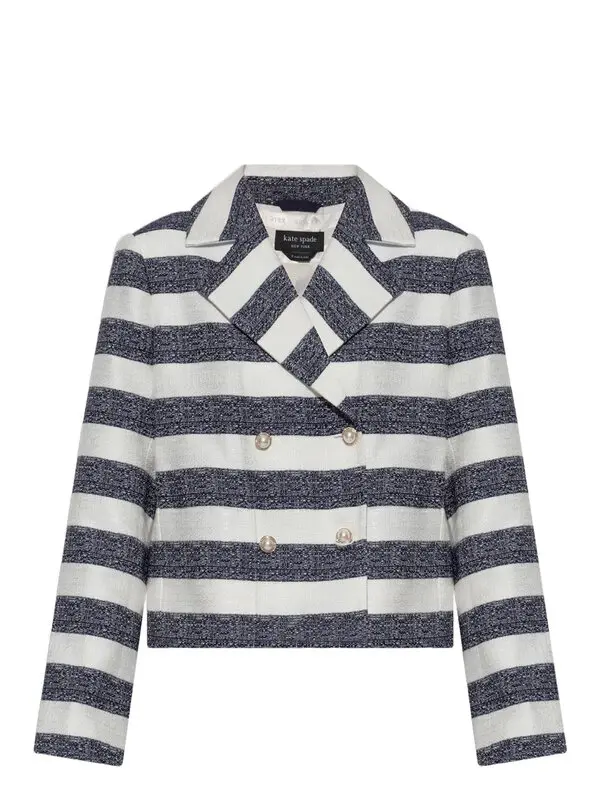 Kate Spade New York Striped Double-breasted Blazer - Navy Blue
