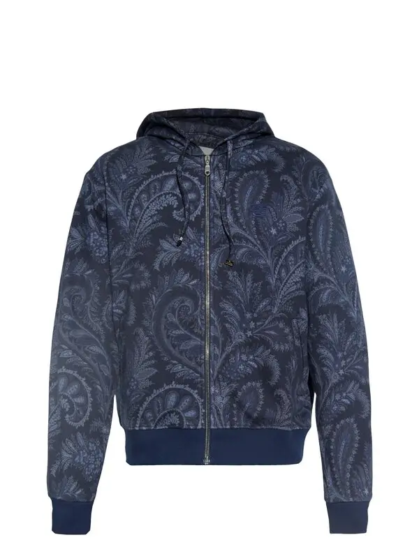 Etro Paisley Print Zip-up Hoodie - Navy Blue