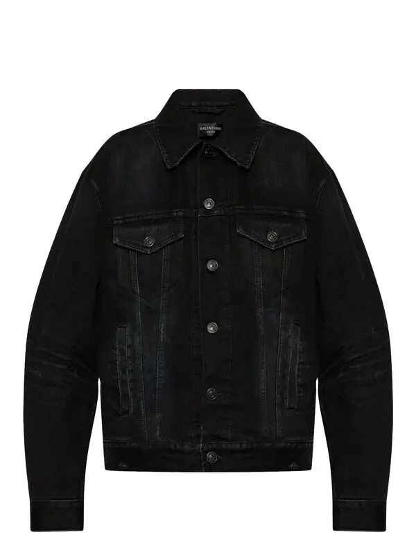 Balenciaga Vintage Effect Denim Jacket - Black