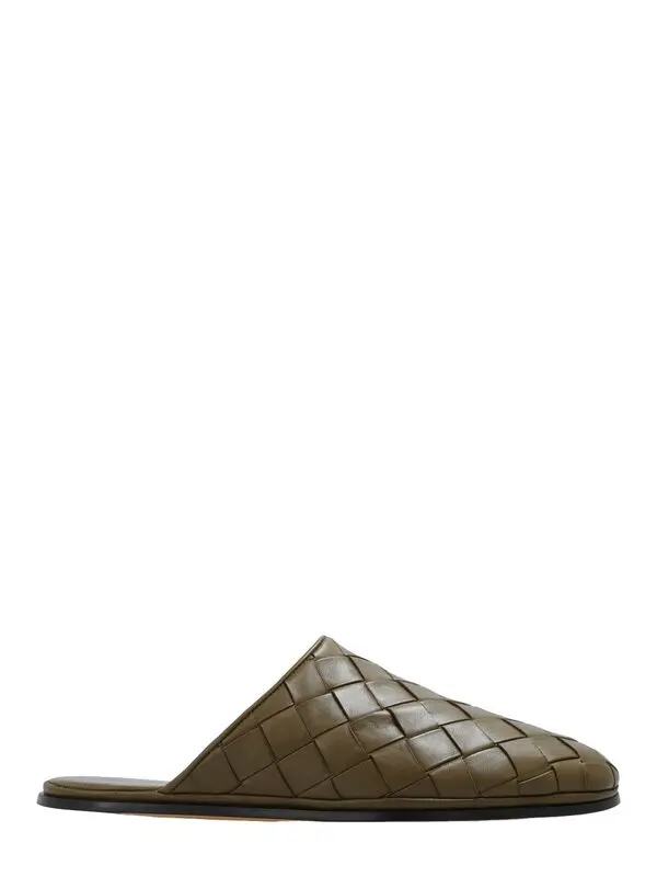 Bottega Veneta Sunday Intrecciato Leather Slides - Green